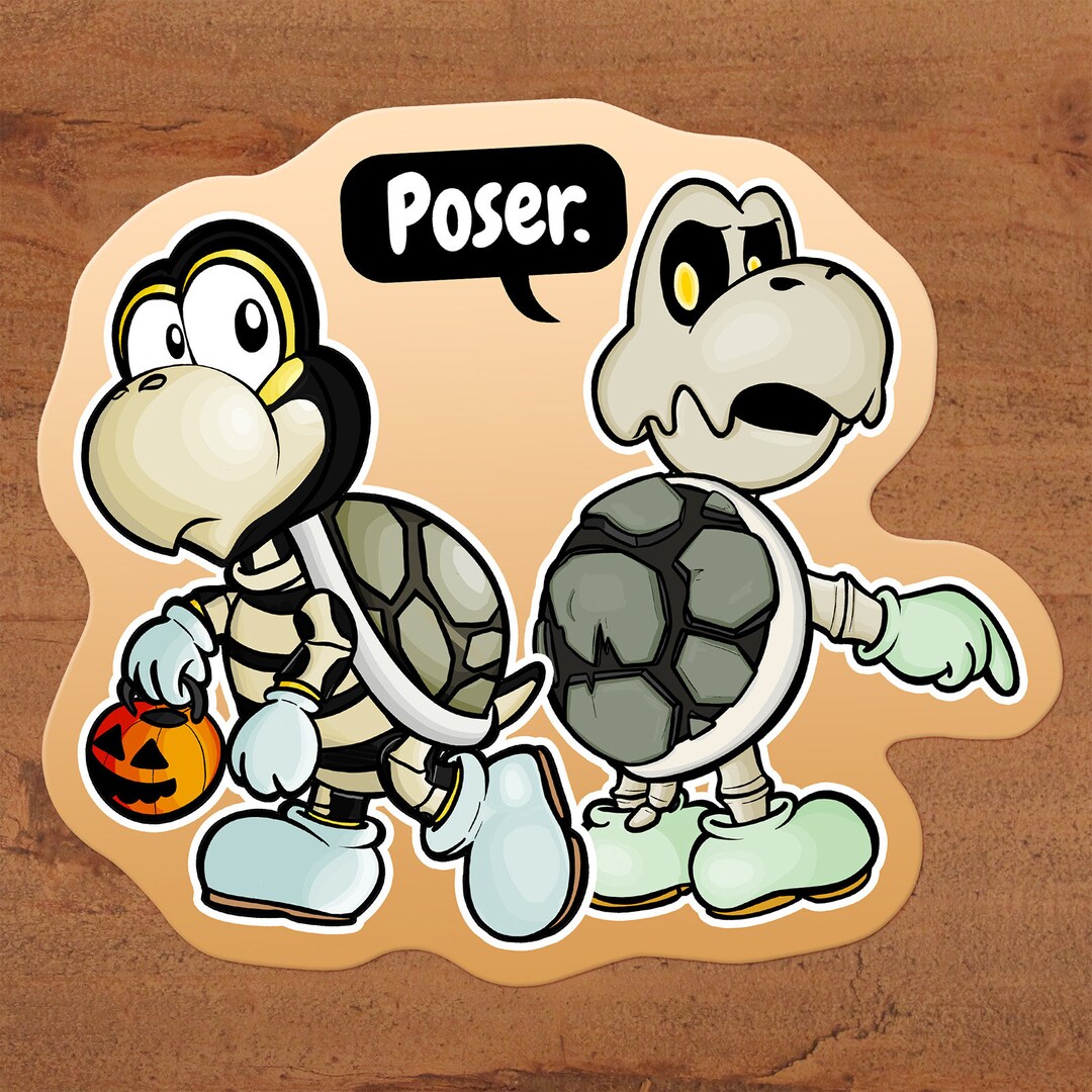 Dry Bones and Koopa Troopa "poser" Halloween Glossy Vinyl Sticker ...