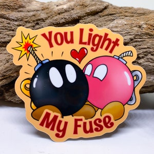 Bob-ombs "you Light My Fuse" Cute Nintendo Sticker on Glossy Vinyl ...