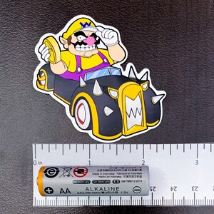 Wario Driving the Bruiser From Mario Kart Sticker on Glossy Vinyl ...