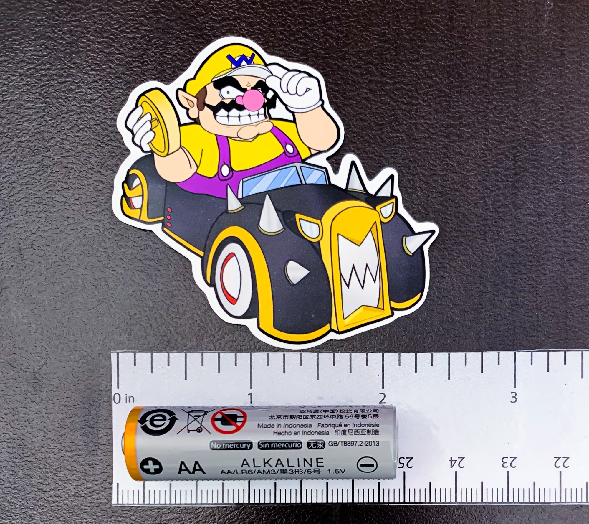 Wario conduciendo el bruiser de Mario Kart Sticker en vinilo | Etsy