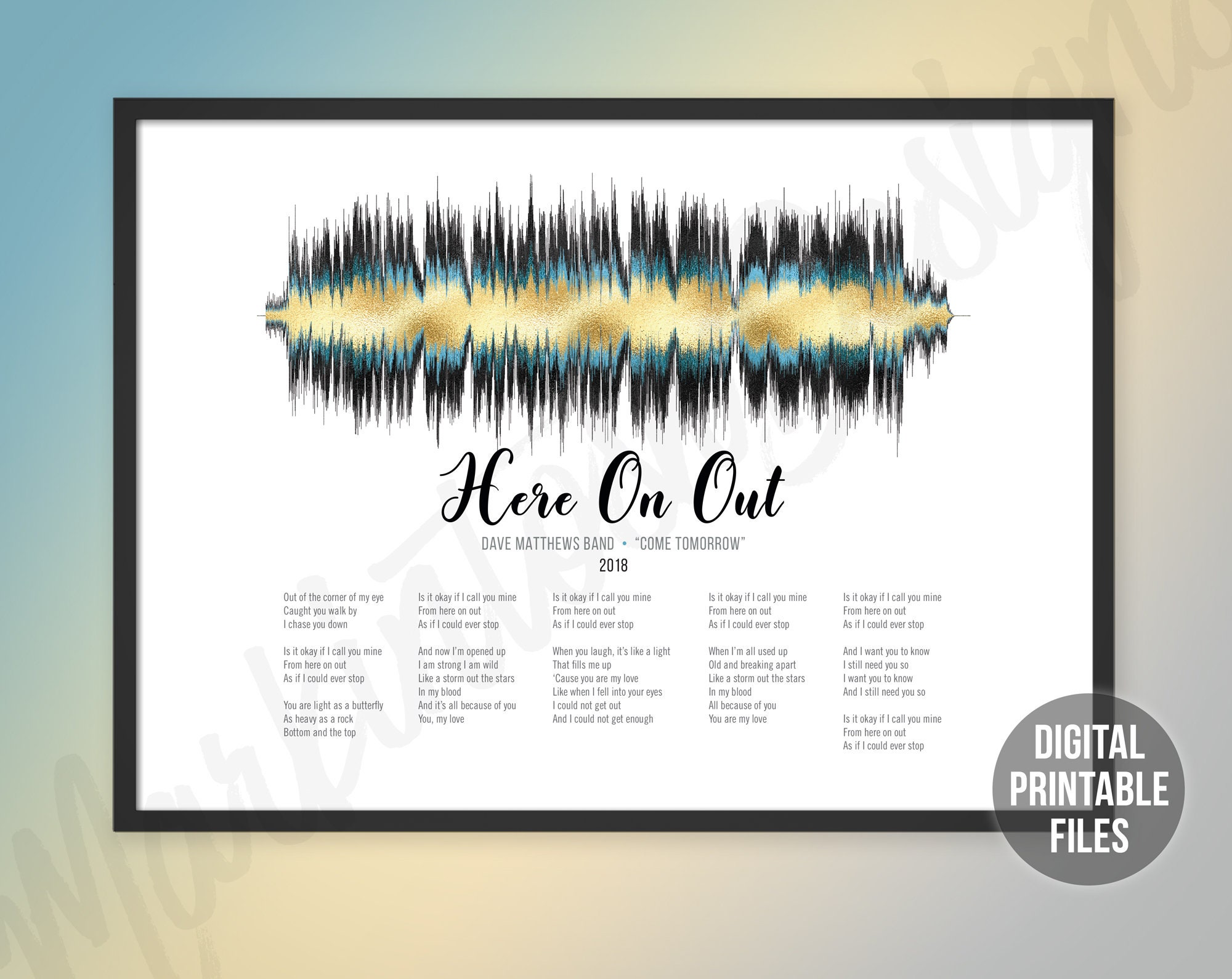 Digital Prints Art & Collectibles Custom Sound Wave Lyrics art ...