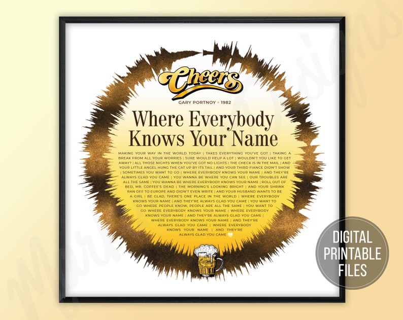 Where Everybody Knows Your Name Cheers TV show Custom Sound | Etsy Where Everybody Knows Your Name Cheers TV show Custom Sound | Etsy