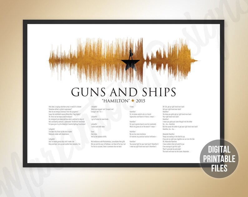 Guns and Ships Broadway Musical Custom Sound Wave and Lyrics | Etsy