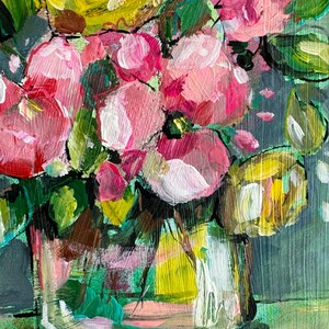 Number 19, is an Original Acrylic Floral Painting on Paper. 5 In. X 7 ...
