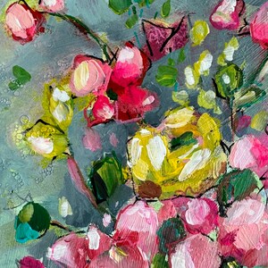 Number 19, is an Original Acrylic Floral Painting on Paper. 5 In. X 7 ...