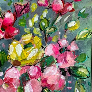 Number 19, is an Original Acrylic Floral Painting on Paper. 5 In. X 7 ...
