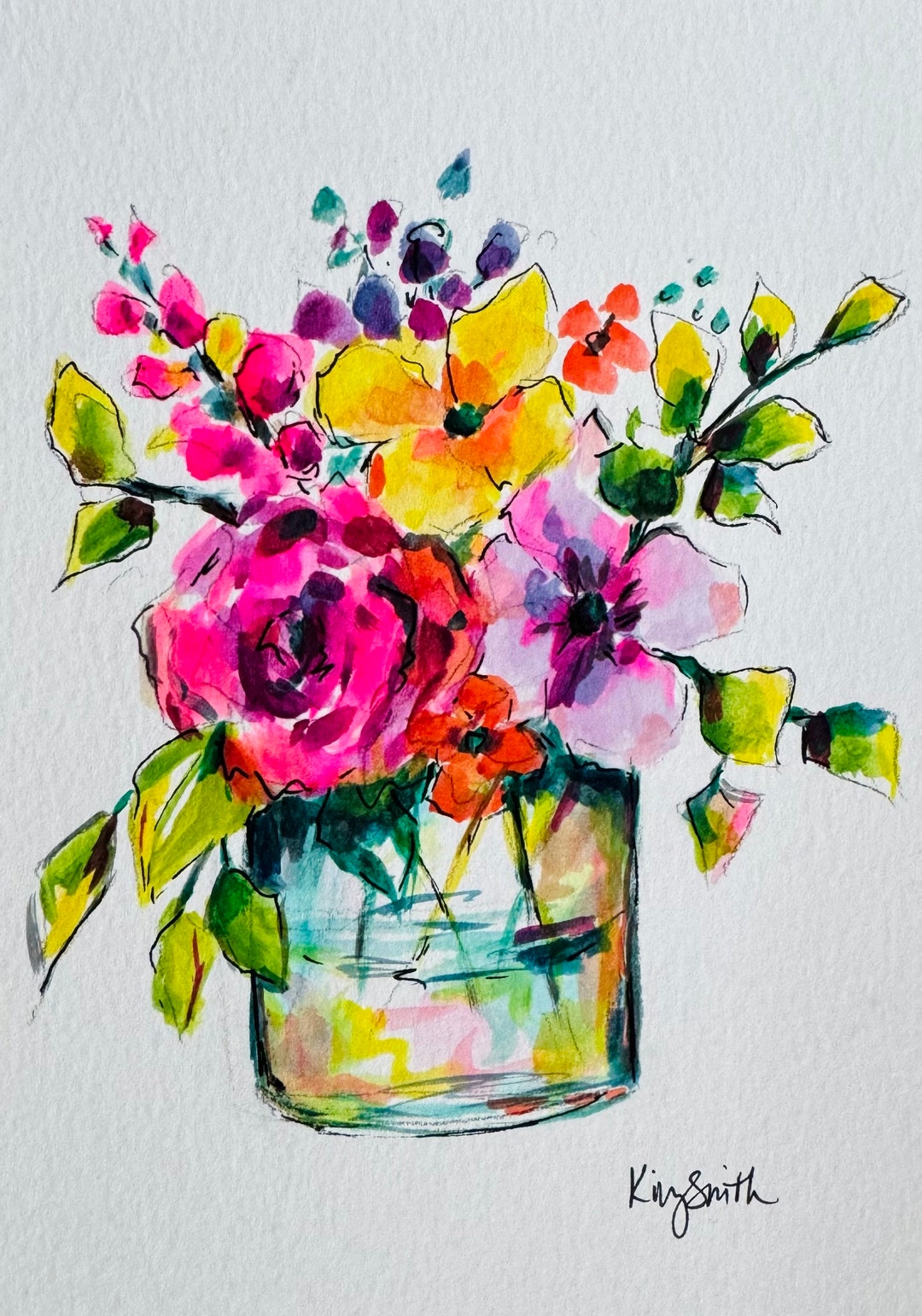 Title : interwoven is an Original Acrylic Floral Painting on Paper. 5 ...