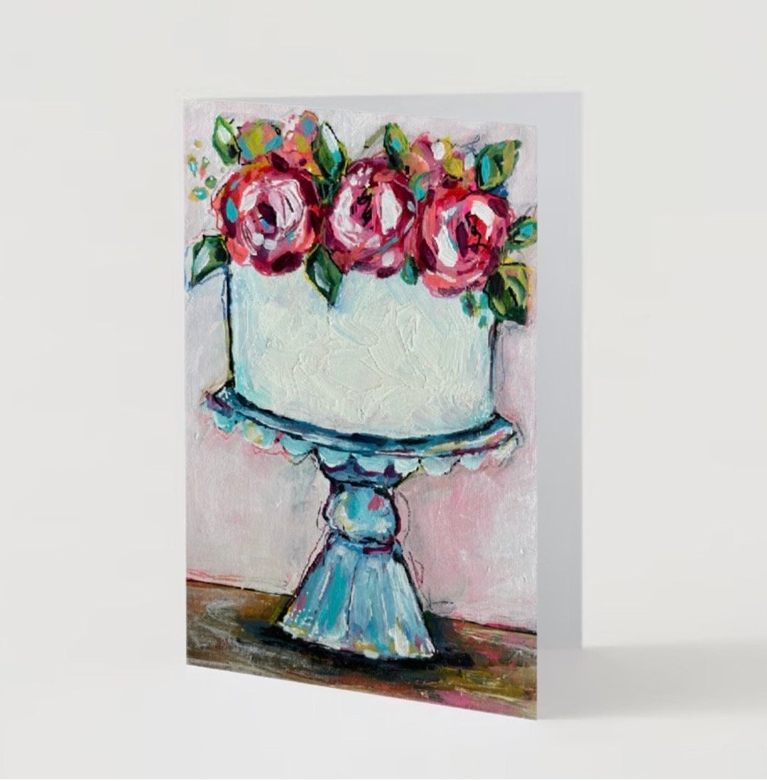 Birthday Cake Greeting Card. A Framable Greeting Card of a Floral Cake ...