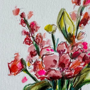 Number 25, miley is an Original Acrylic Floral Painting on Paper. 5 In ...
