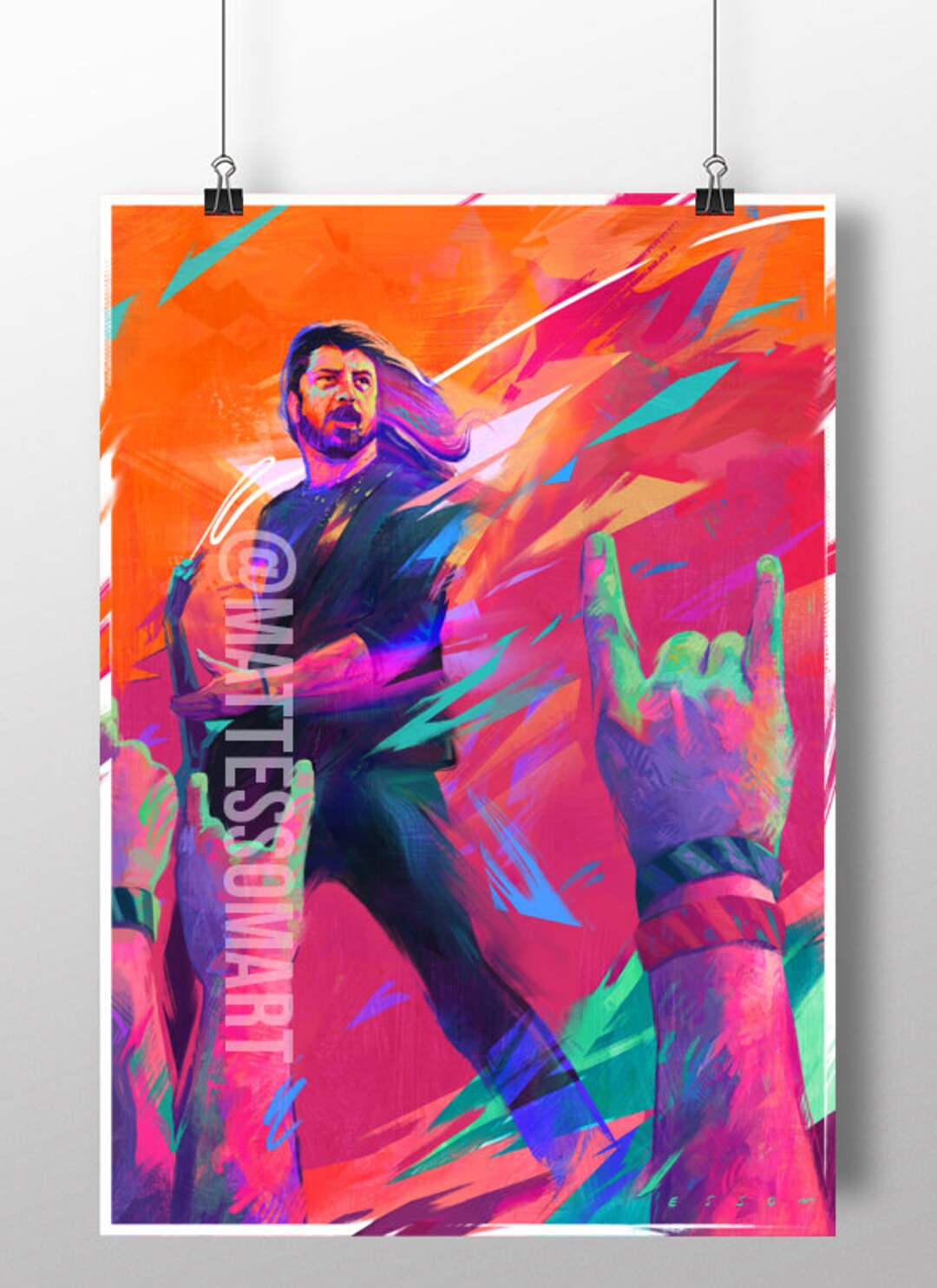 Dave Grohl Digital Painting Print - Realistic and Expressive Portrait ...