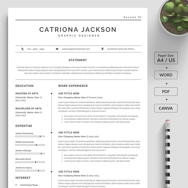 Cover Letter Business Card Resume - Etsy