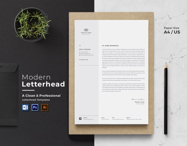 Letterhead Template | Business Letterhead | Corporate Letterhead | Word ...