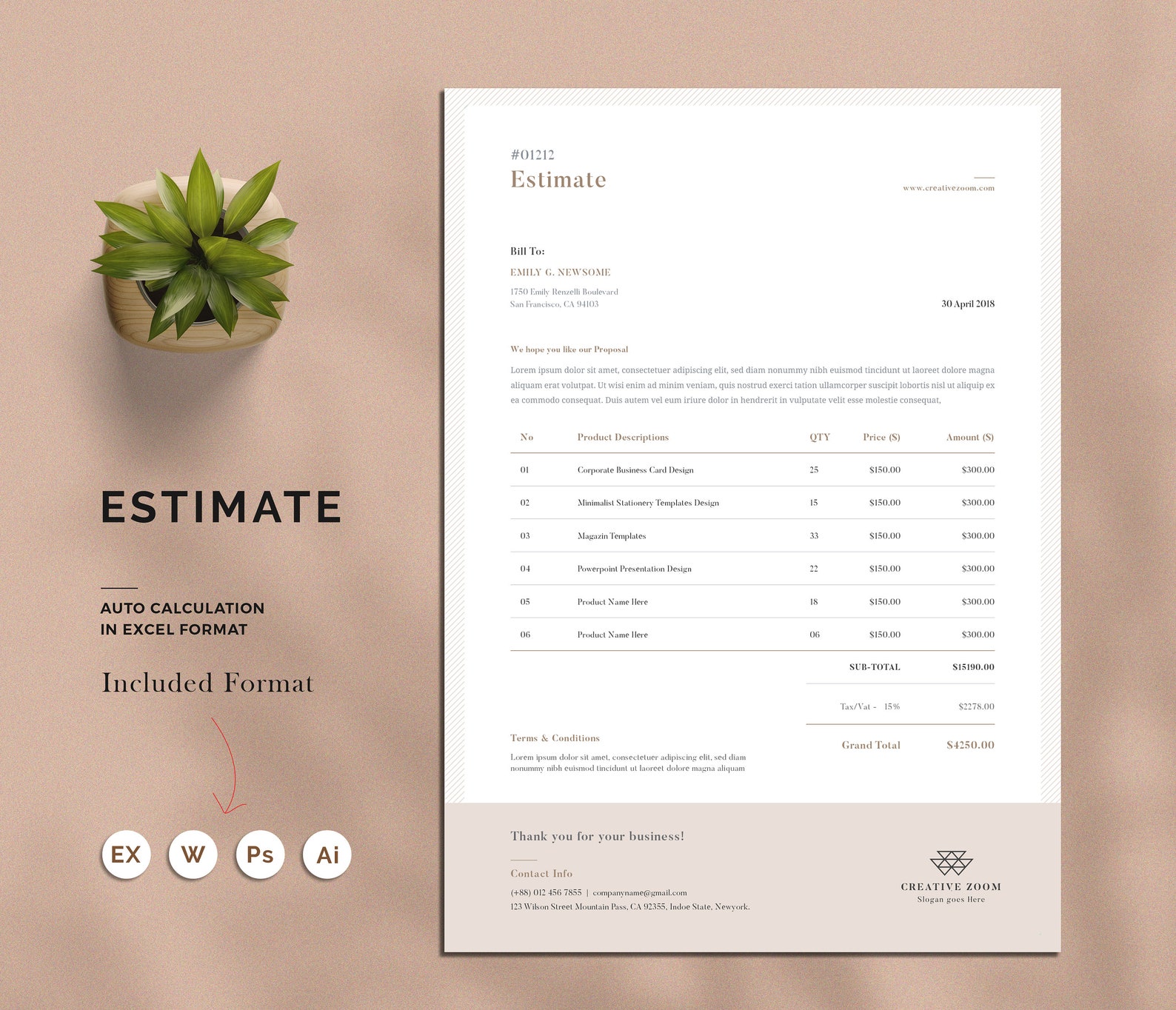 Invoice Estimate Business Card Brief Letterhead - Etsy