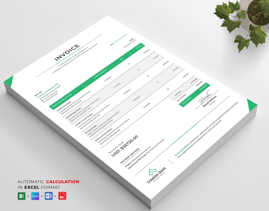 Printable Invoice Estimate Template, Editable Template, Invoice ...