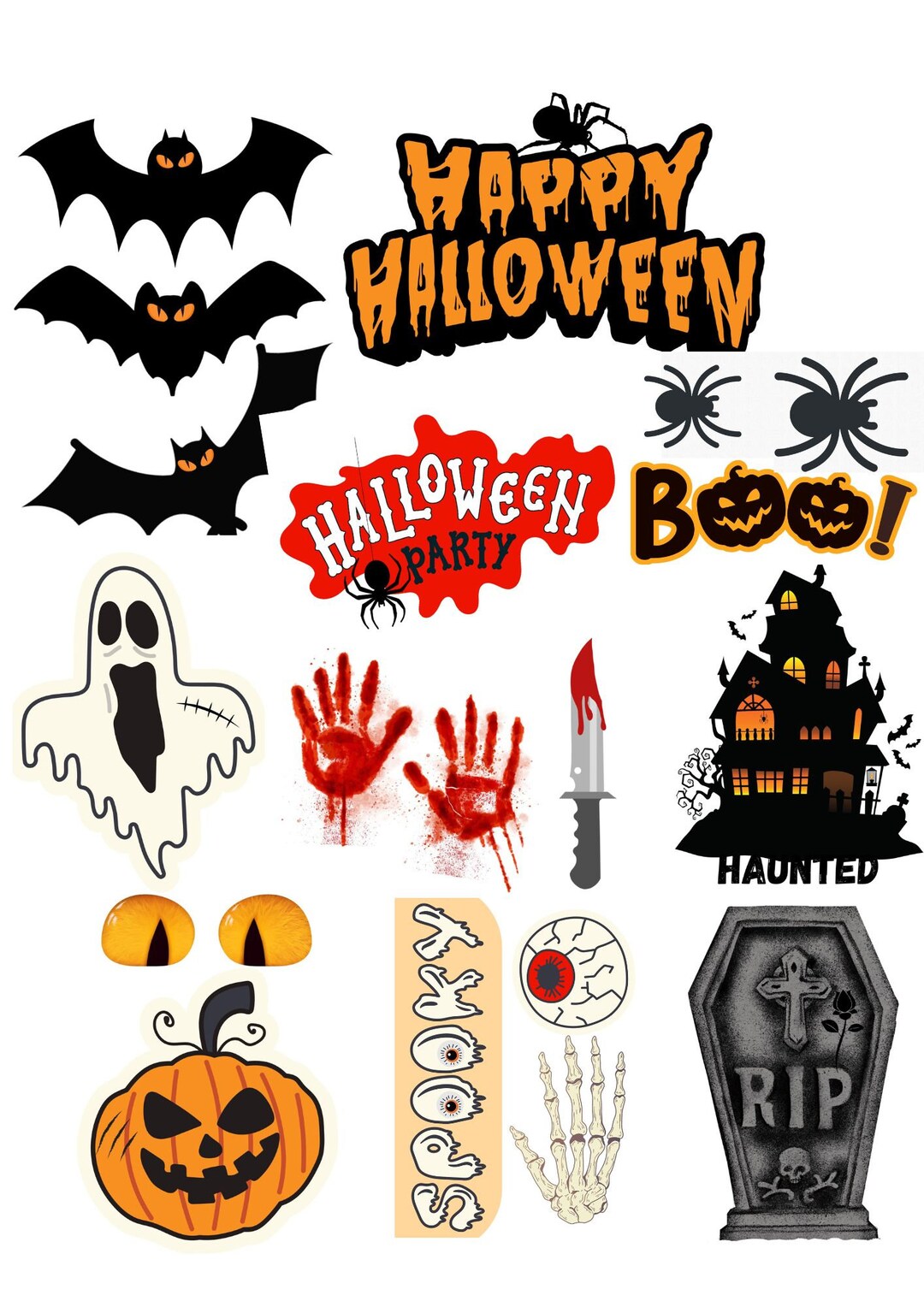 Halloween Decorations Set Simple DIY Printable 10 Pages Black and ...