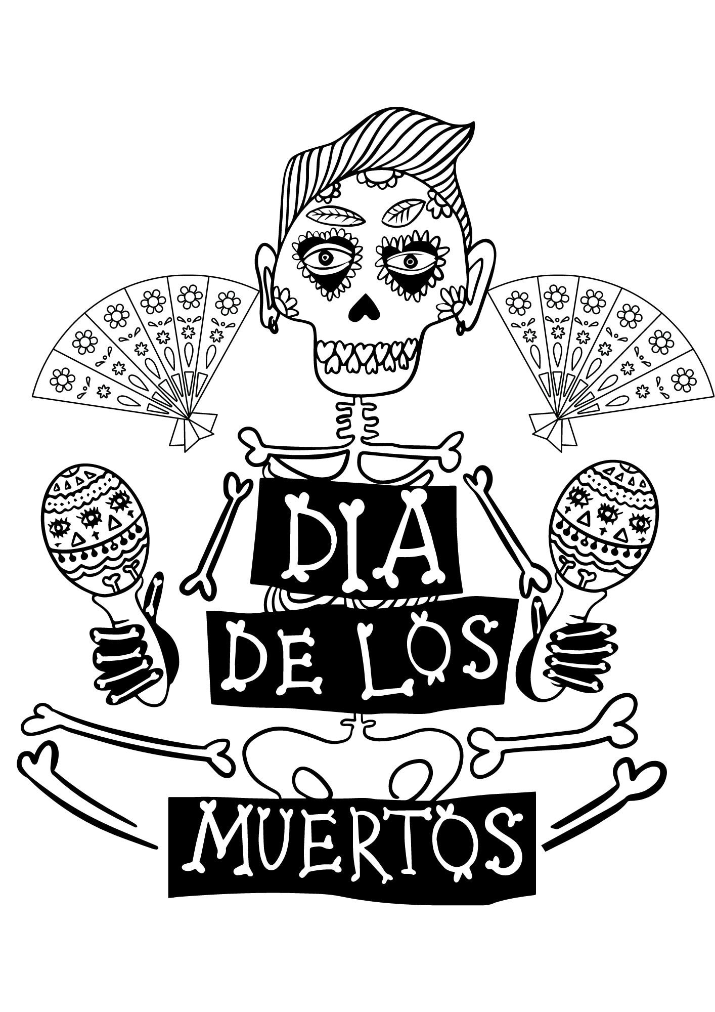 Dia De Muertos Cutouts Printables Color