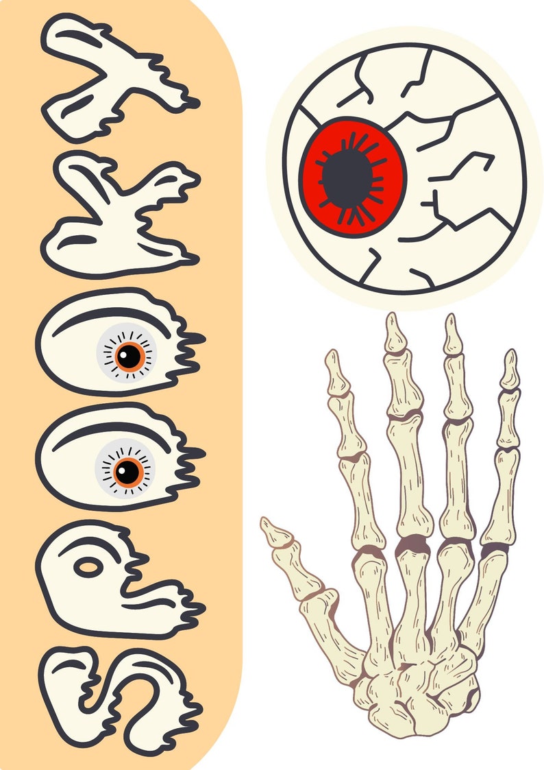 Halloween Decorations Set Simple DIY Printable 10 Pages Black and ...