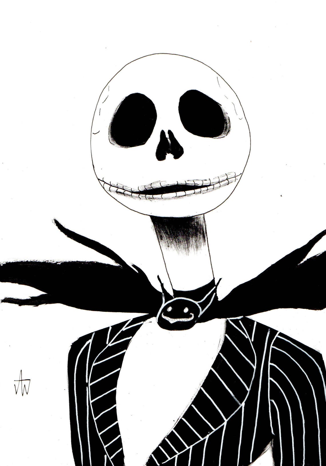 Jack Skellington Dibujo de tinta / Jack Skellington Etsy / | Etsy