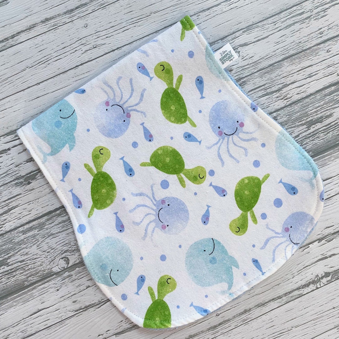 Ocean Theme Burp Cloth | Baby Turtle | Baby Whale | Baby Octopus ...