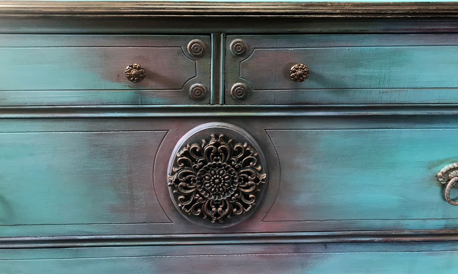 SOLD. Vintage Boho Painted Dresser With Mirror Beach House - Etsy