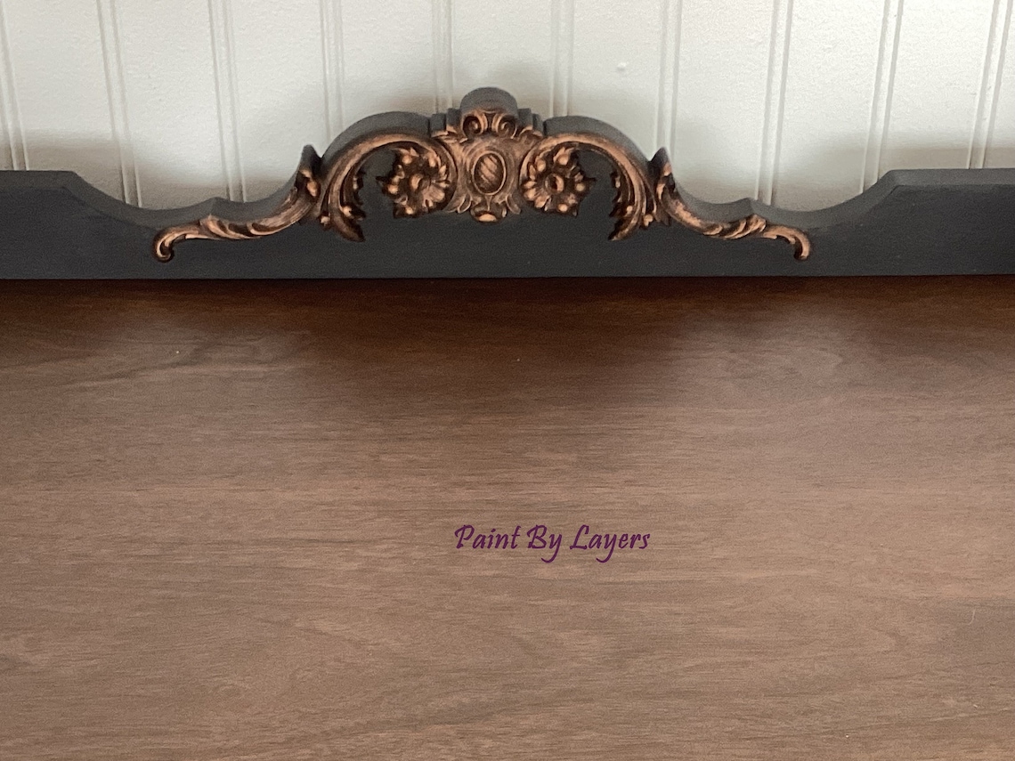 Antique Jacobean Buffet/sideboard/hand-painted Black/decoupage Floral ...