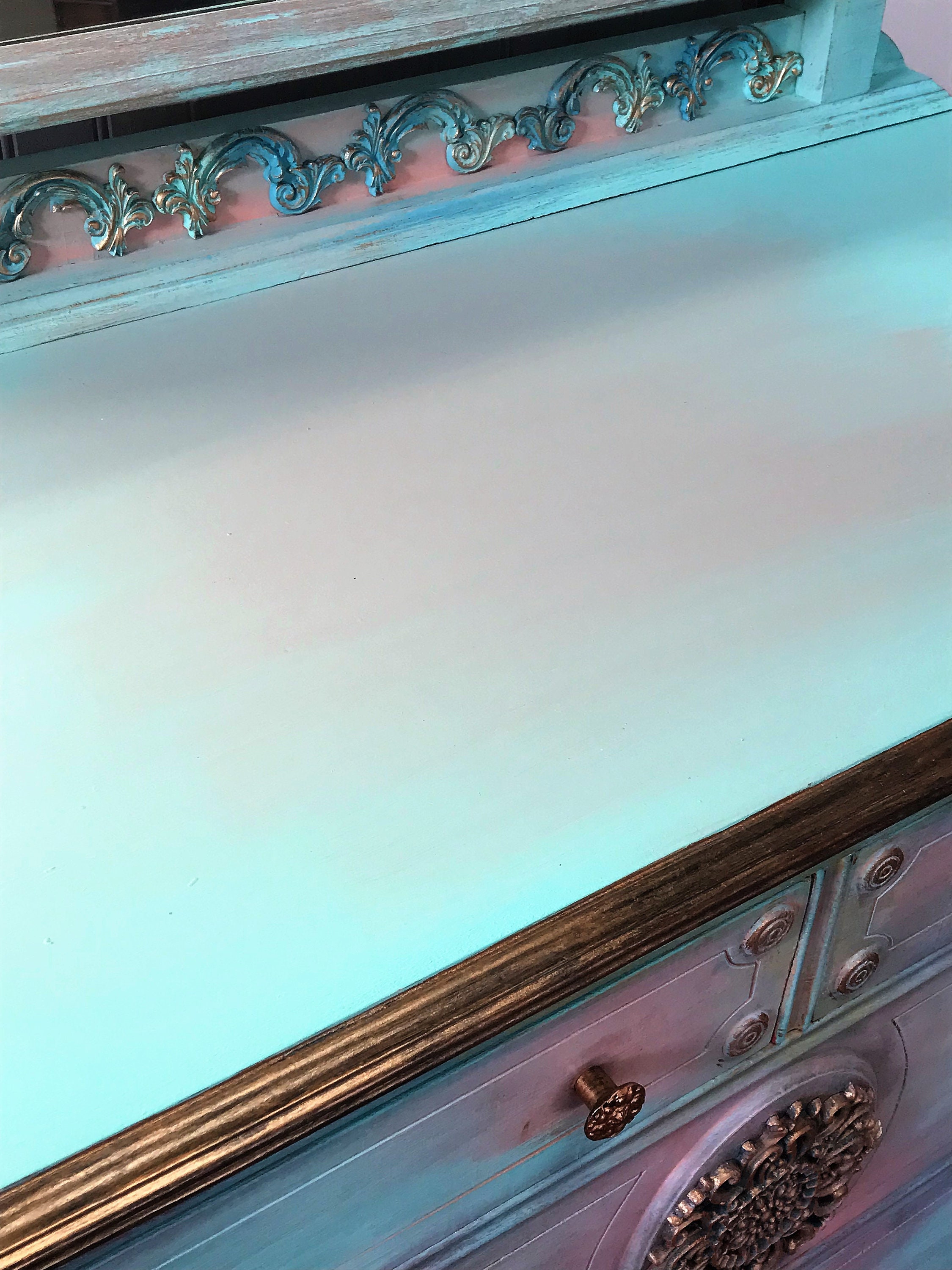 SOLD. Vintage Boho Painted Dresser With Mirror Beach House - Etsy