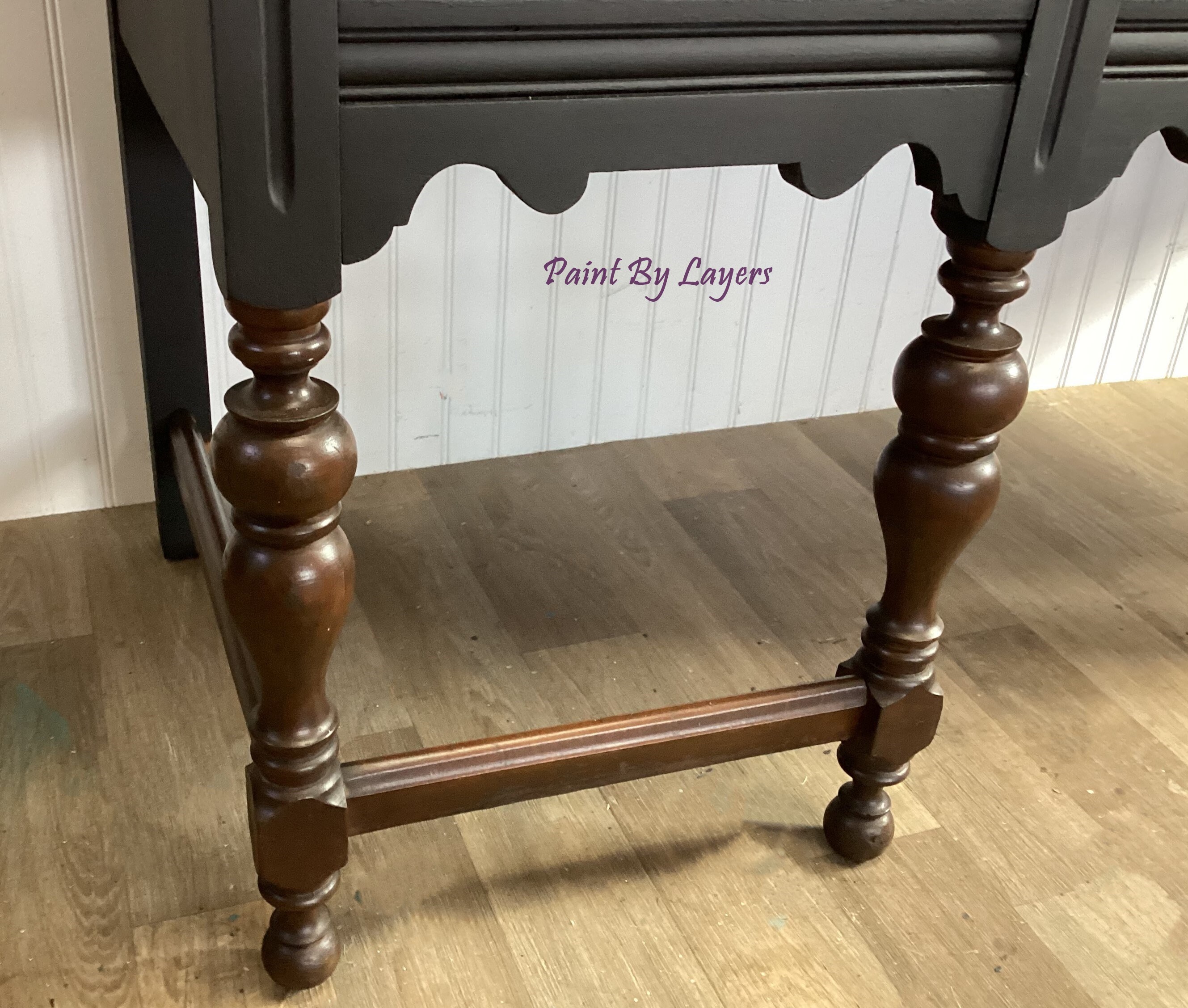 Antique Jacobean Buffet/sideboard/hand-painted Black/decoupage Floral ...