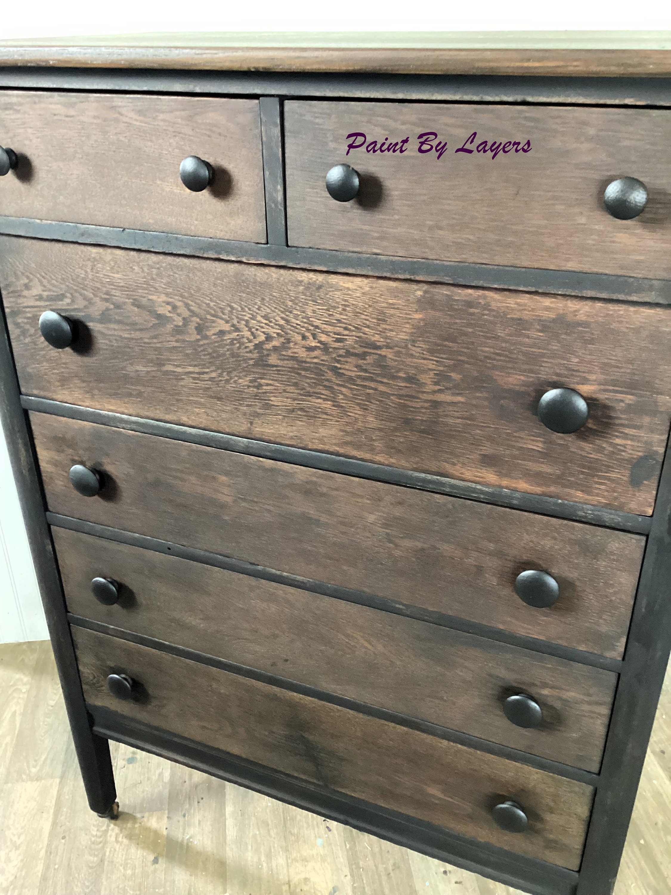 Antique Distressed Farmhouse Dresser, Black and Wood Furniture ...