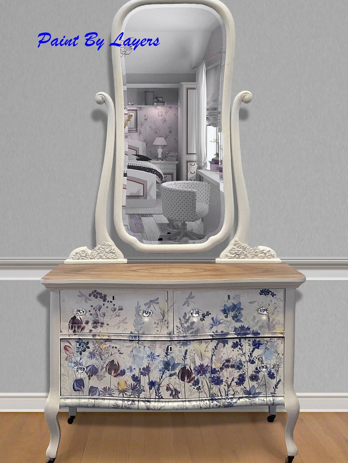 Dresser/ Vintage Small White Dresser With Mirror/ Princess Style Child ...