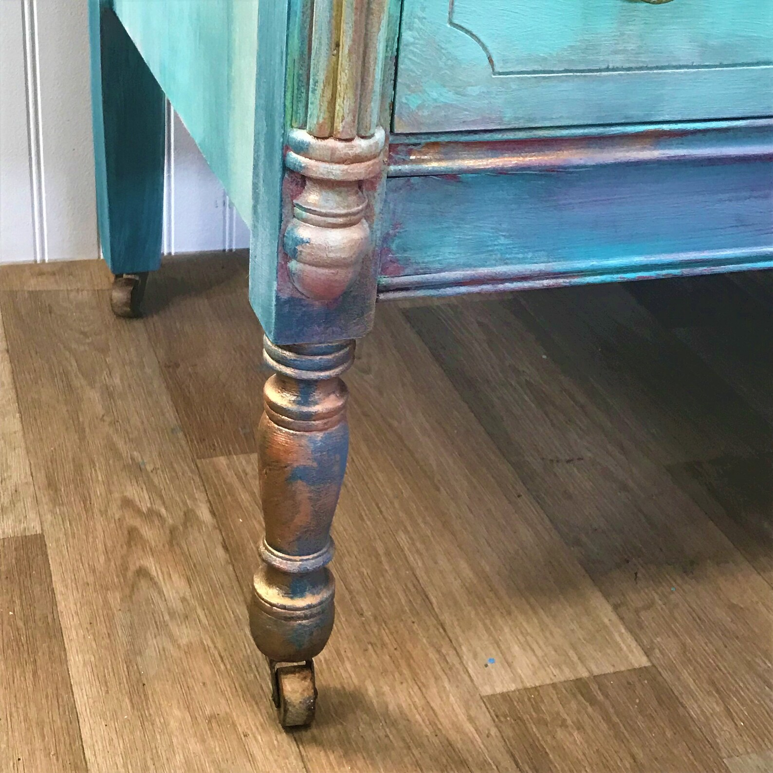 SOLD. Vintage Boho Painted Dresser With Mirror Beach House - Etsy