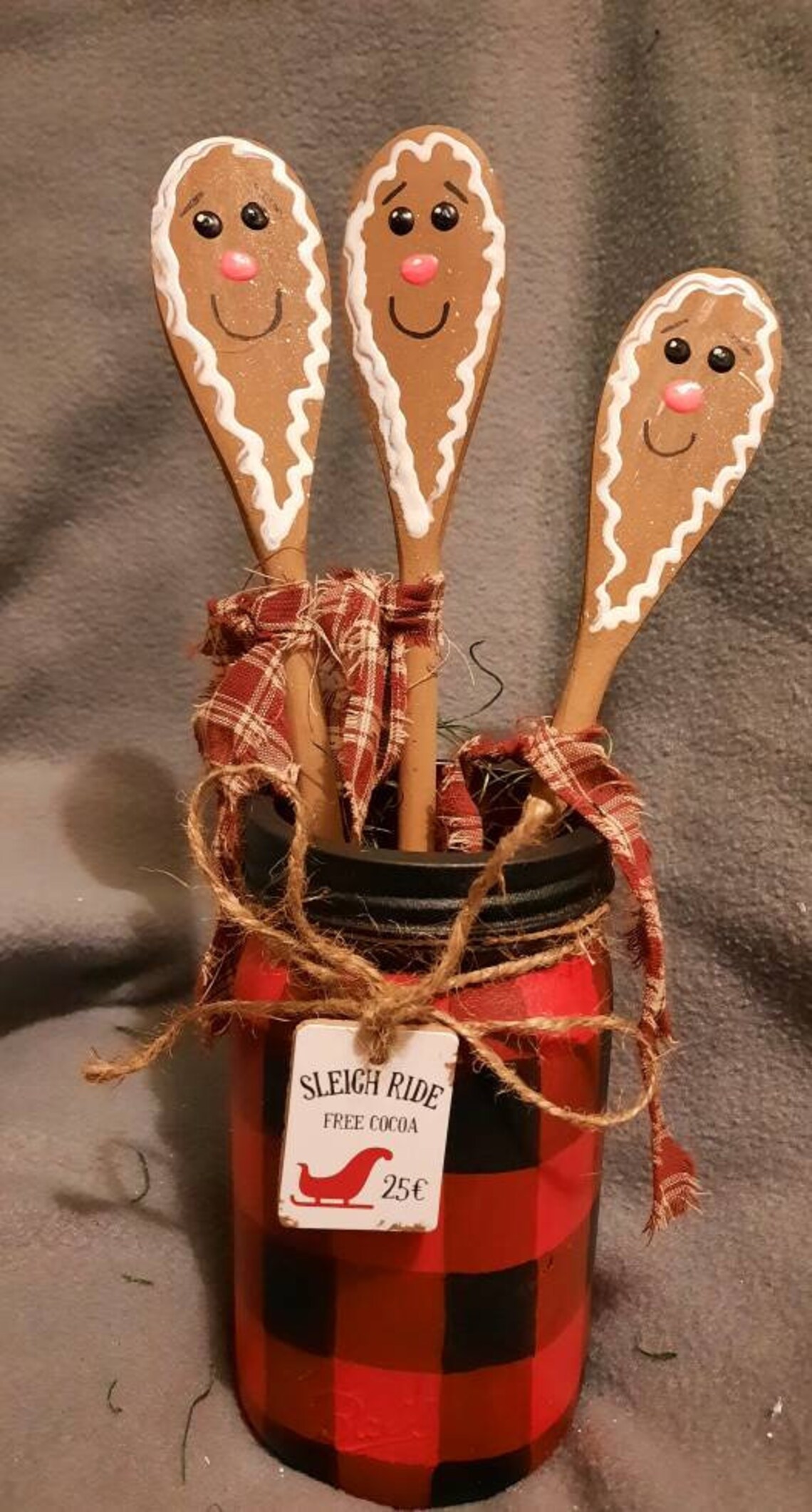 Primitive Handpainted Wooden Spoon Gingerbread Men Crock Fillers /pokes ...