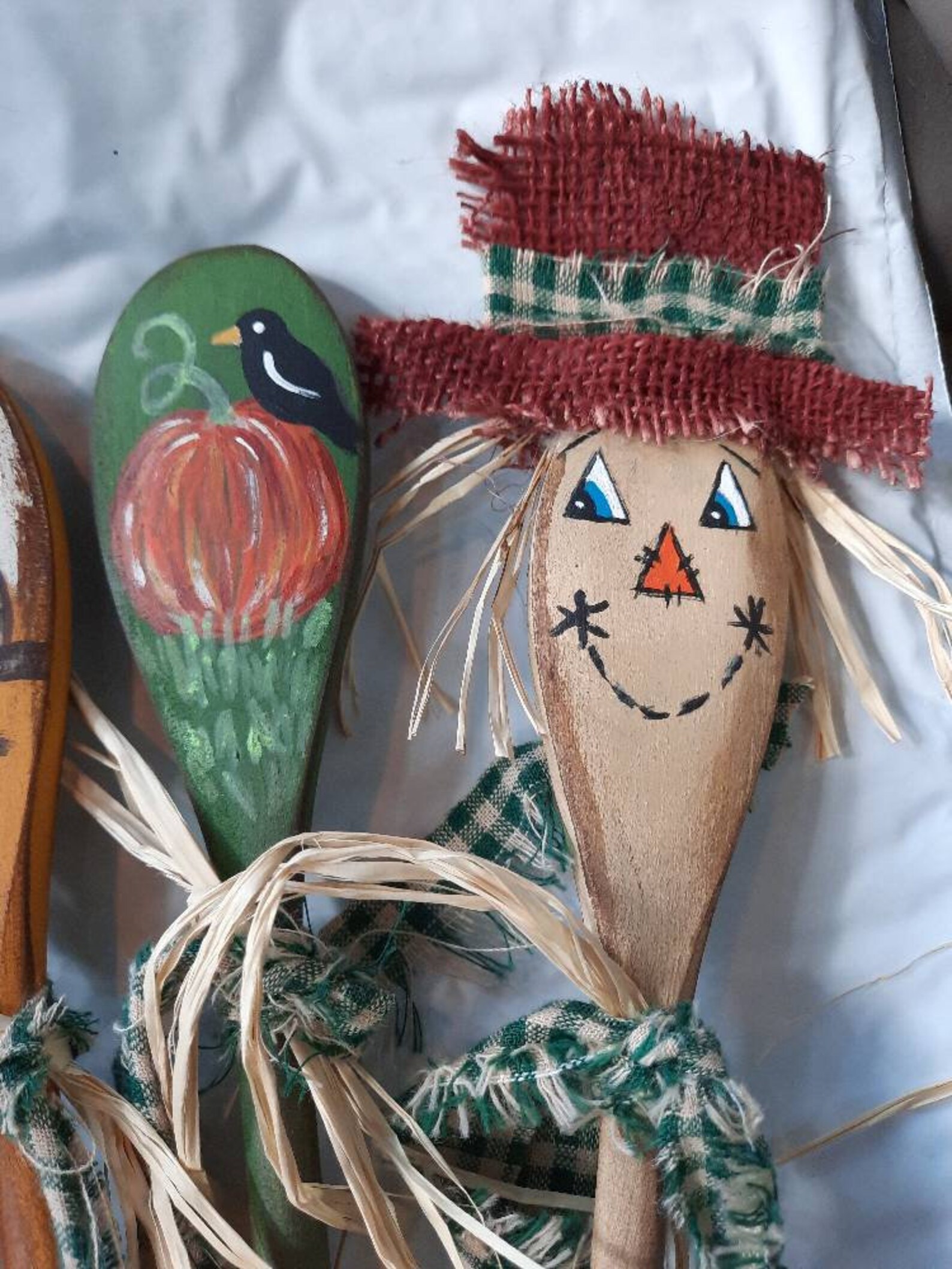 Primitive Rustic Autumn Fall Hand Painted Wooden Spoon Set of 4 -crock ...