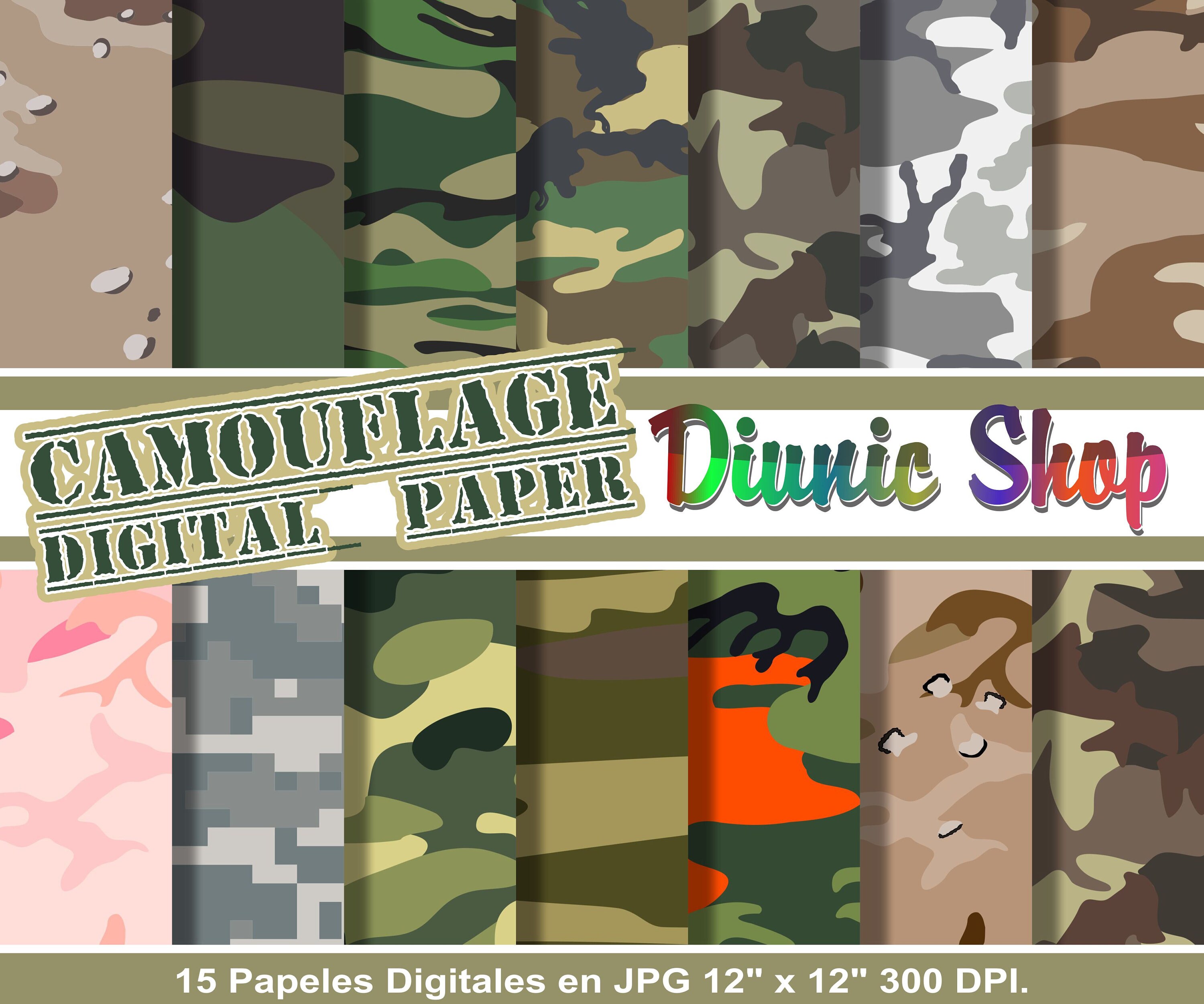Camouflage Digital Paper Camouflage Pattern Set Camouflage | Etsy