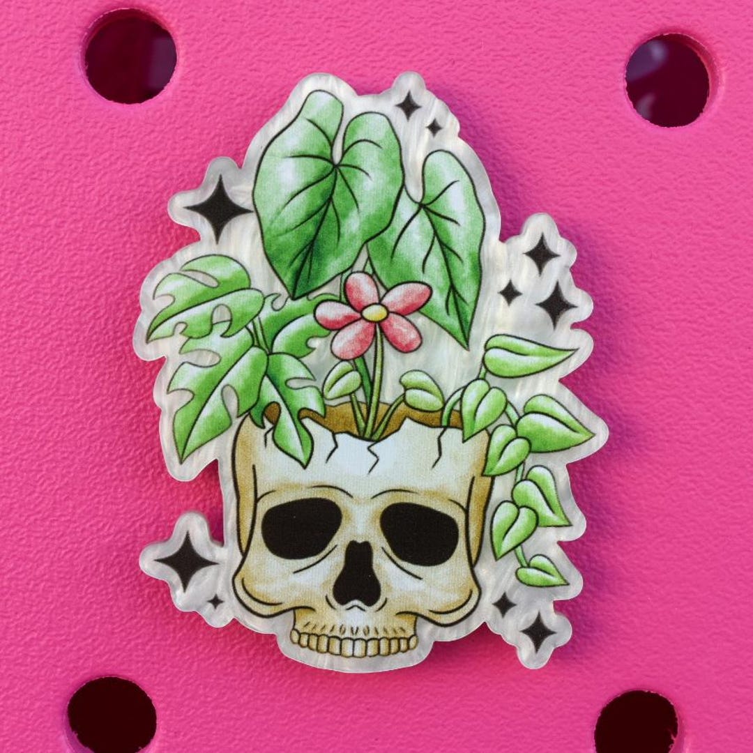Plant Lady Skull Bogg Bag or Simply Southern Tote Charm Accessory - Etsy