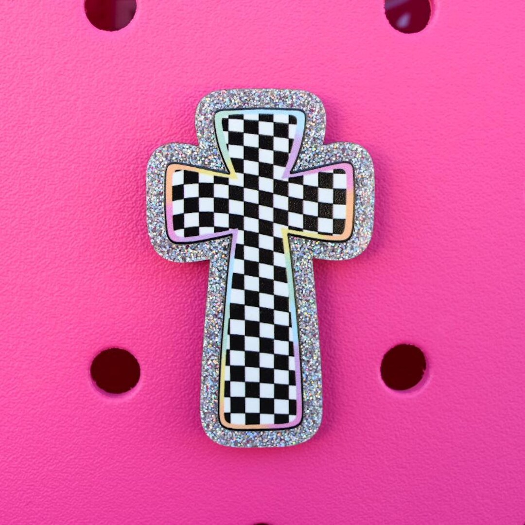 Checkered Cross Bogg Bag or Simply Southern Tote Charm Accessory - Etsy