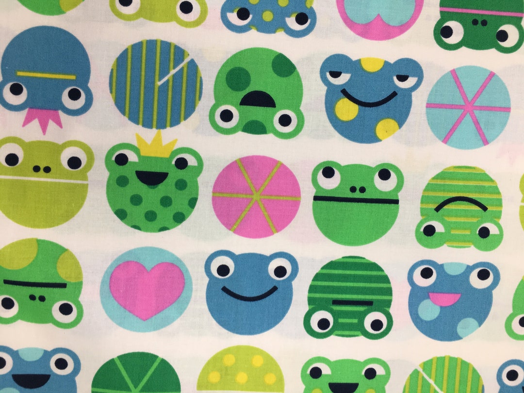 0,5 m Bunte Frösche Frosch Froschkönig Blau Grün Stoffe Dekostoff Deko ...