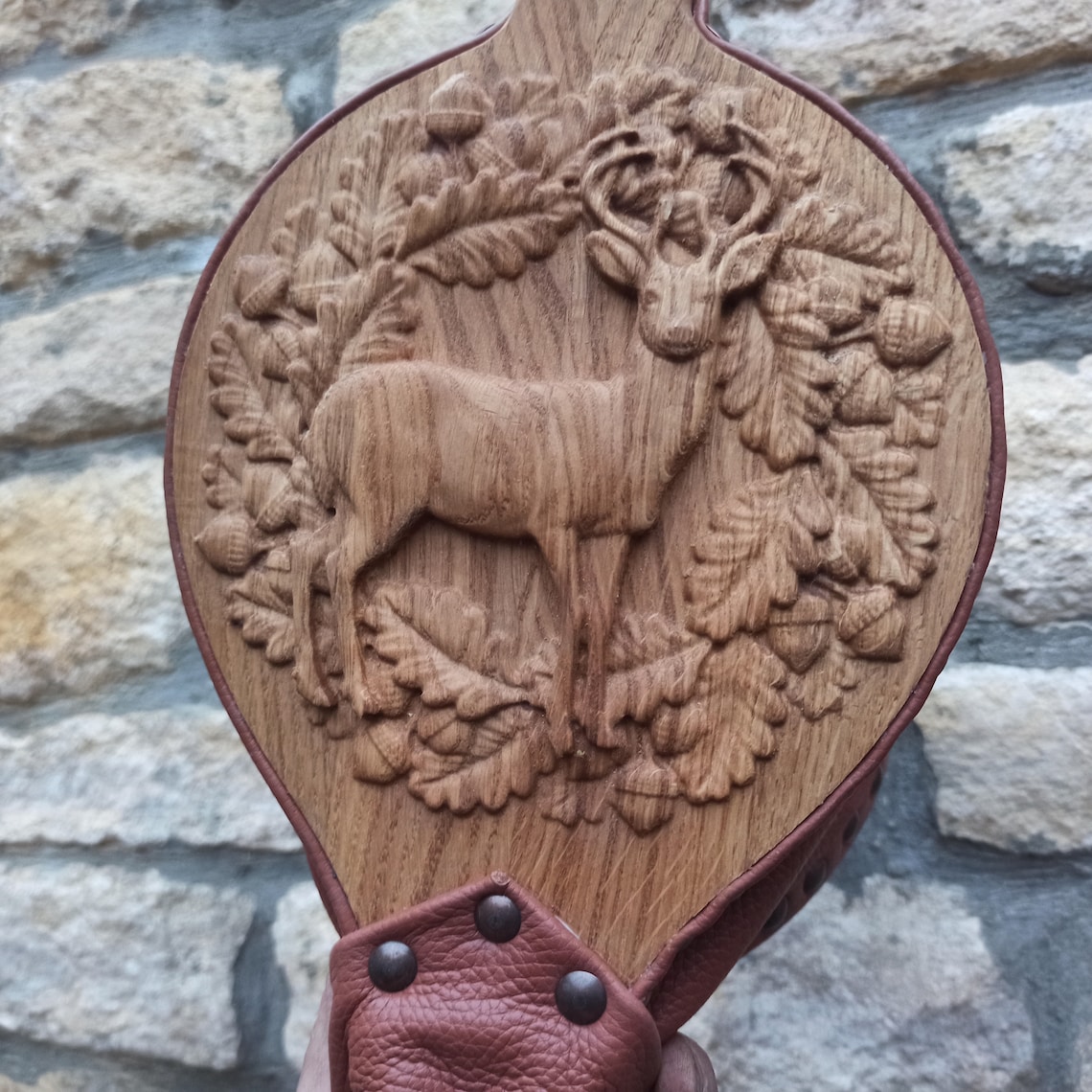 Solid Oak Wood Bellows With a Leather Band Hand Crafted Bellows Carved ...