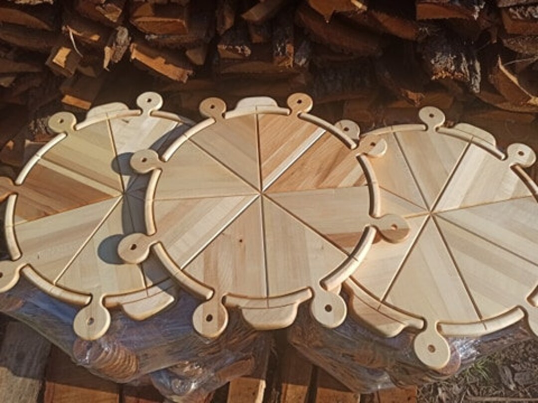 Large Wooden Pizza Tray - Round Pizza Paddle - Pizza Tray With Serving ...