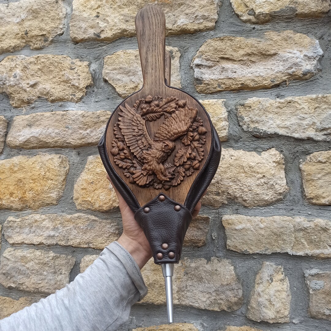 OUR NOVELTY Solid Oak Wood Fireplace Bellows With Leather Band - Wood ...