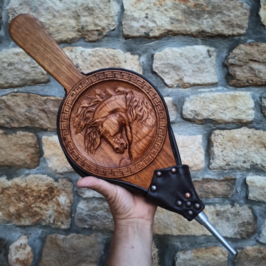 Large Wooden Bellows Wild Horse Hand Crafted Wood Bellows Wood Air ...