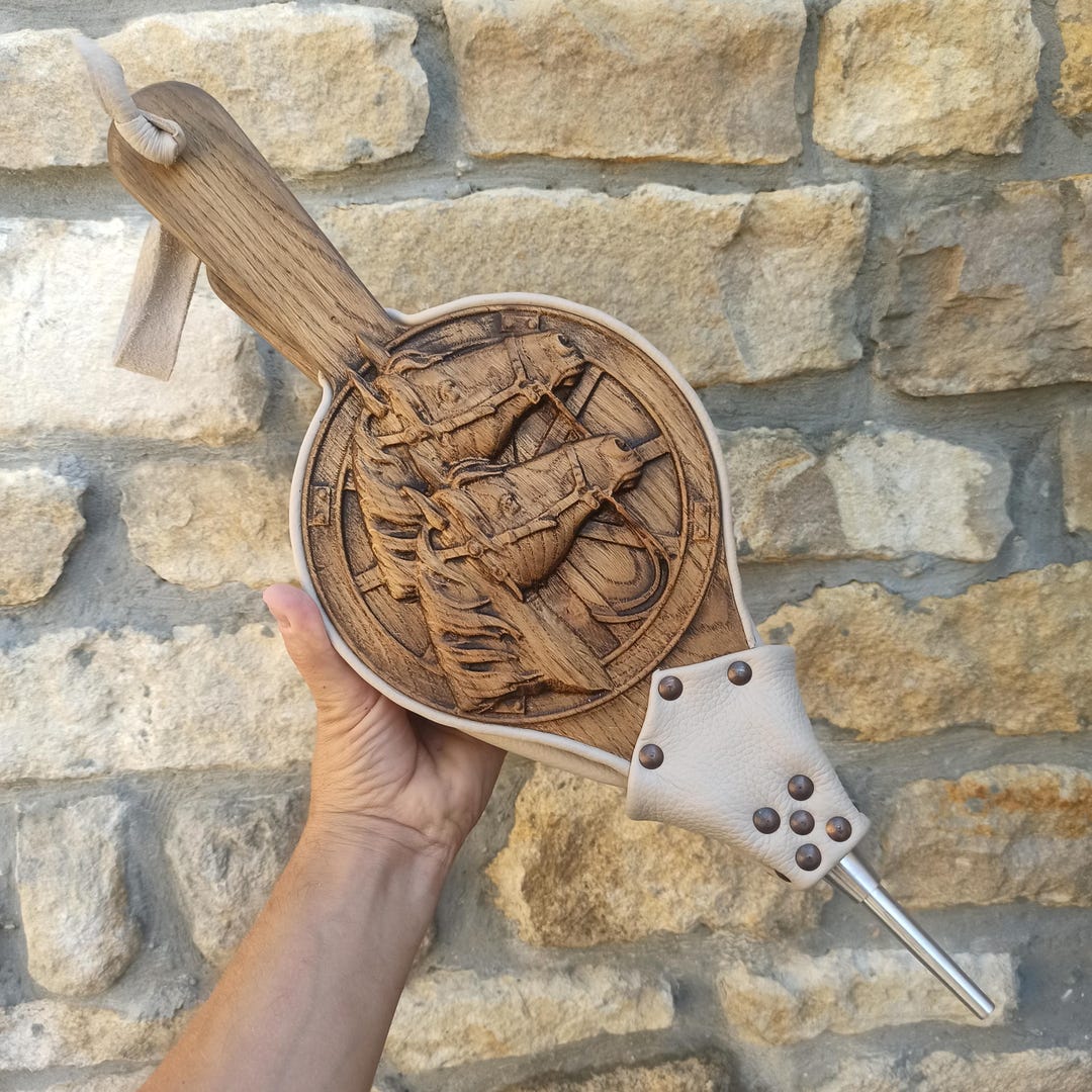 Large Wooden Bellows With Horses - Hand Crafted Wood Bellows - Wood Air ...