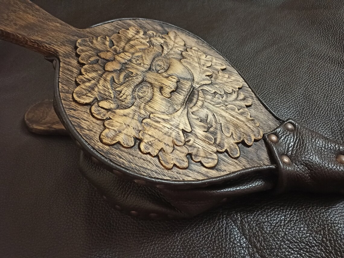 Solid Oak Wood Bellows Hand Crafted Genuine Leather Hand Bellows Carved ...