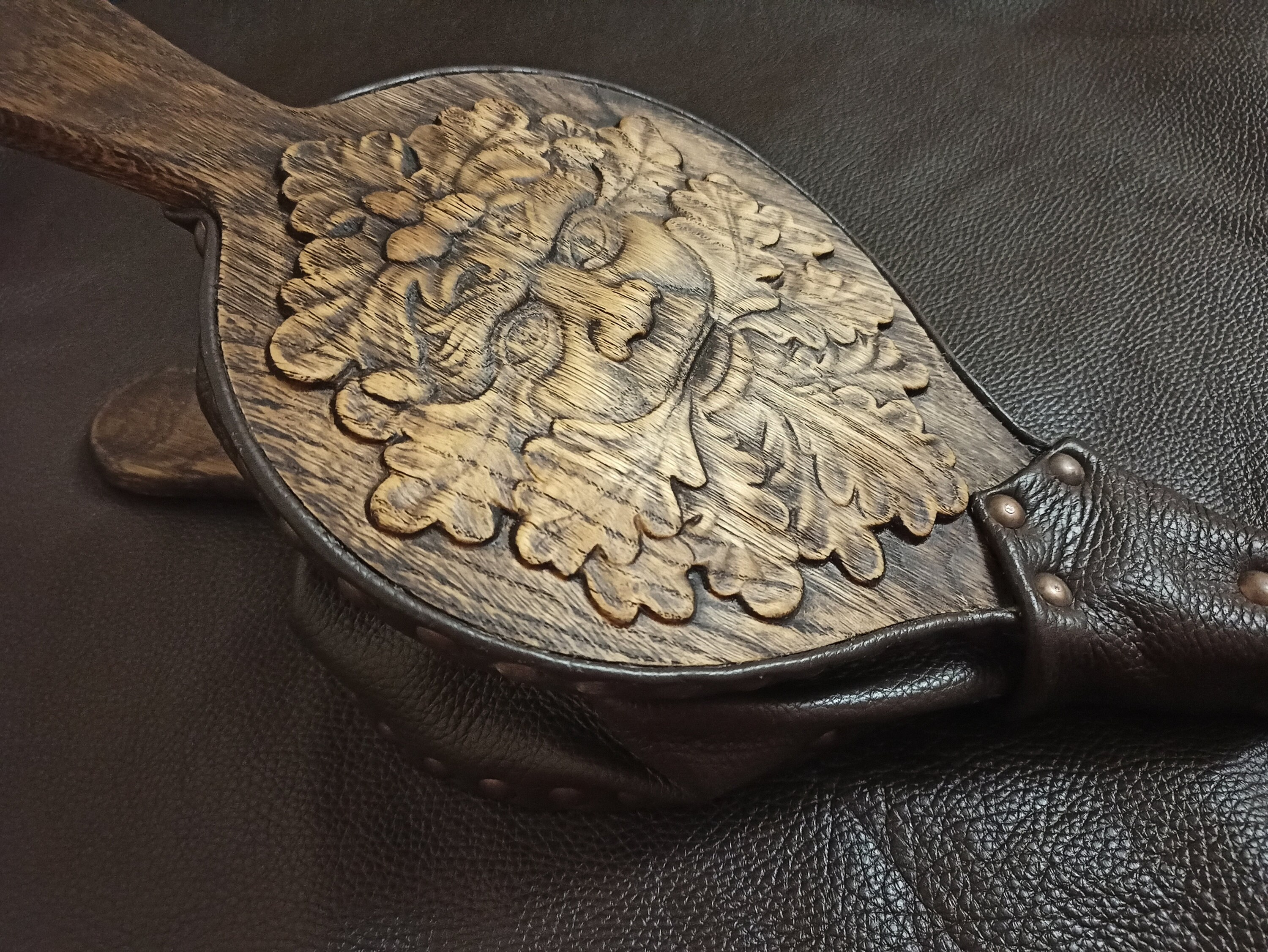 Solid Oak Wood Bellows Hand Crafted Genuine Leather Hand Bellows Carved ...