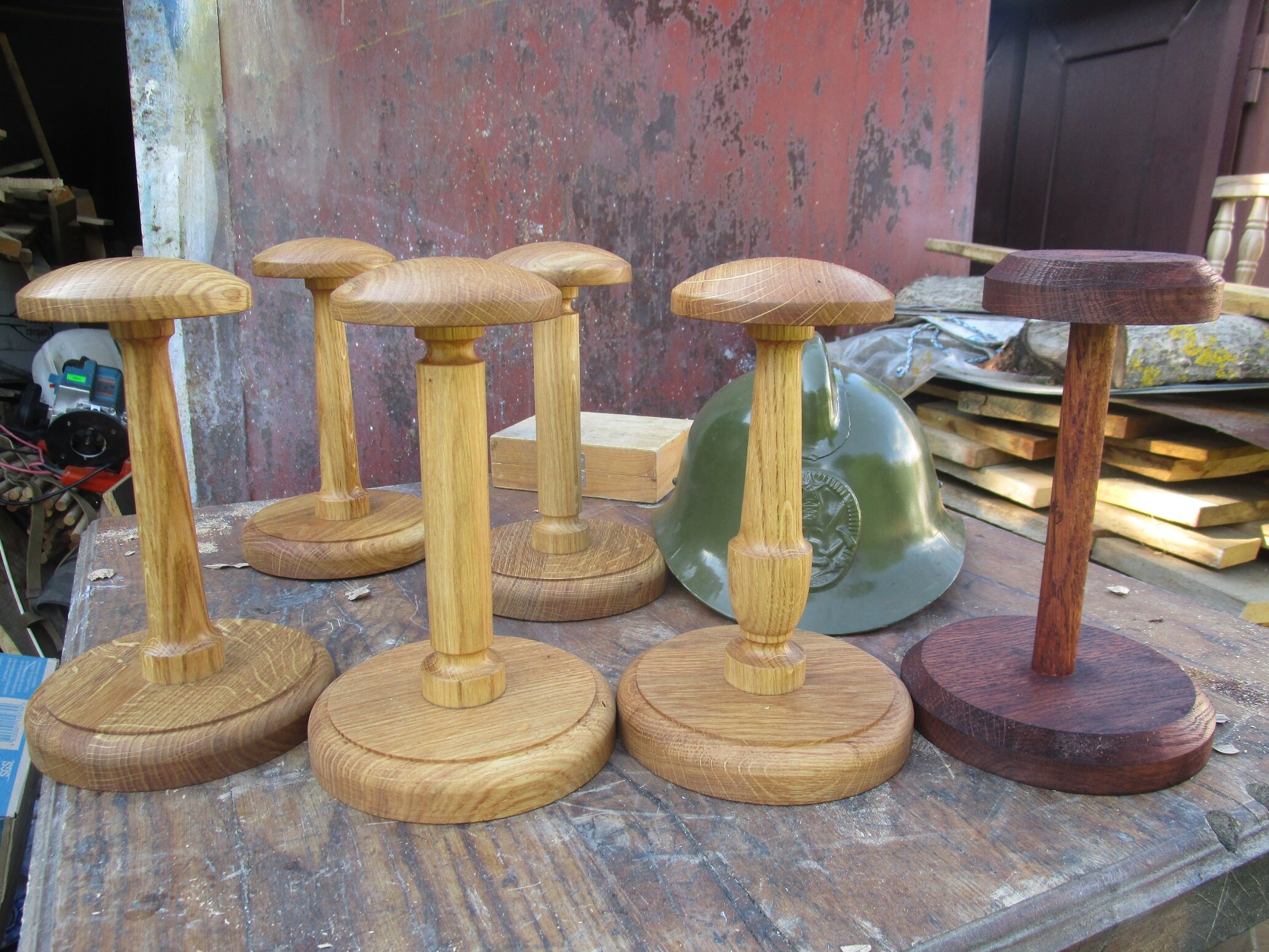 Wooden oak Helmet Stand Wooden Helmet Holder Pickelhaube - Etsy