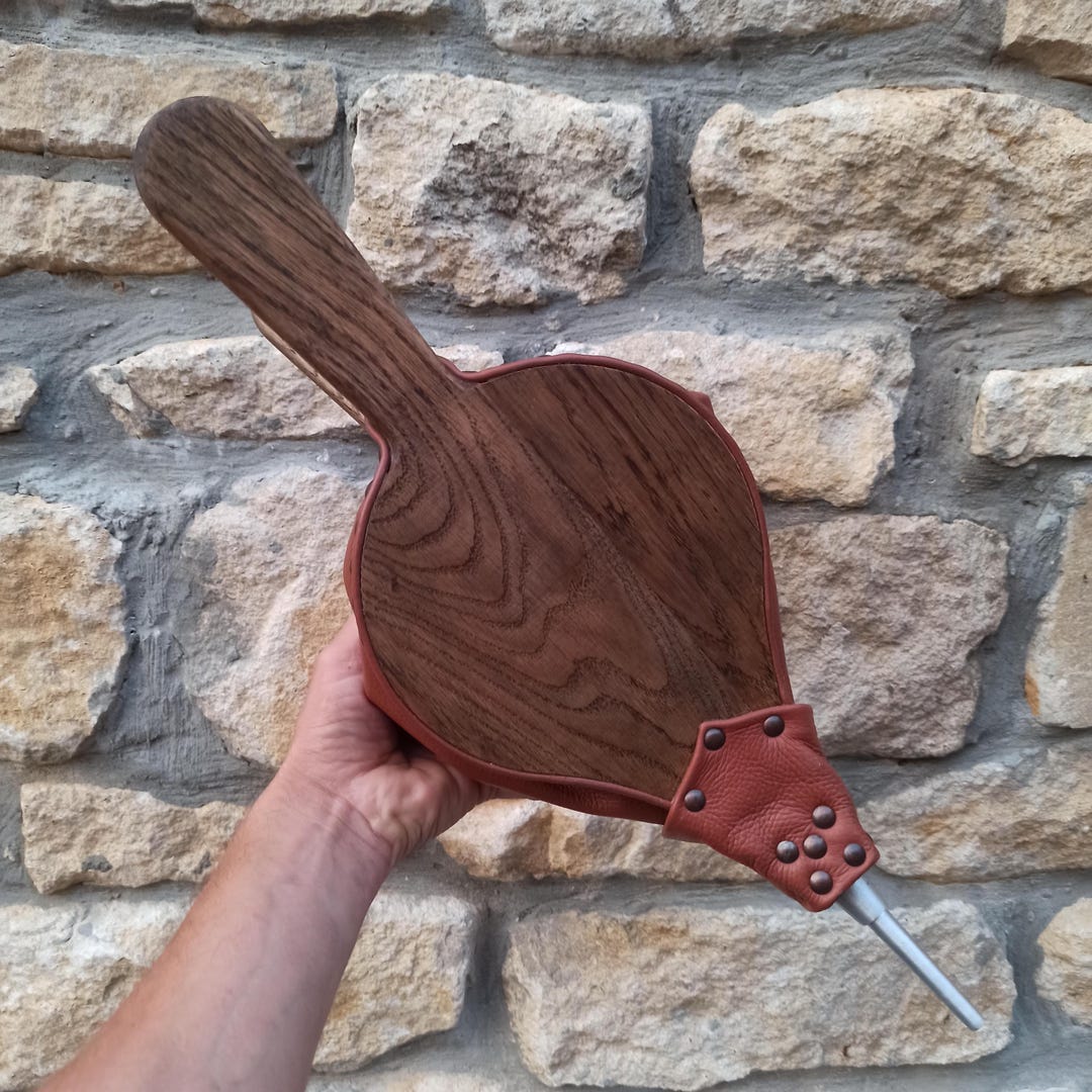 Solid Oak Wood Bellows High-quality Fireplace Tool Wood and Leather Air ...
