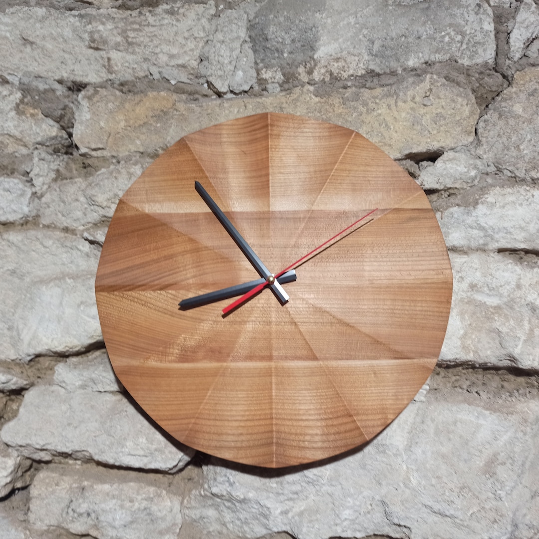 Large Wooden Clock Wall Round Clock Wall Art Wood Wall Clock Minimalist ...