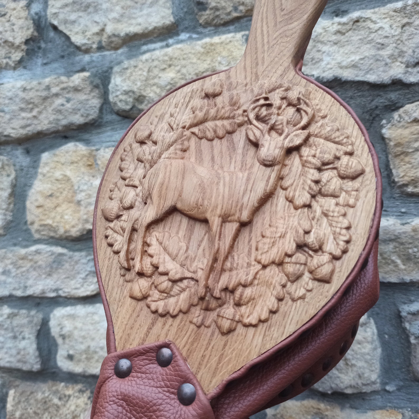 Solid Oak Wood Bellows With a Leather Band Hand Crafted Bellows Carved ...