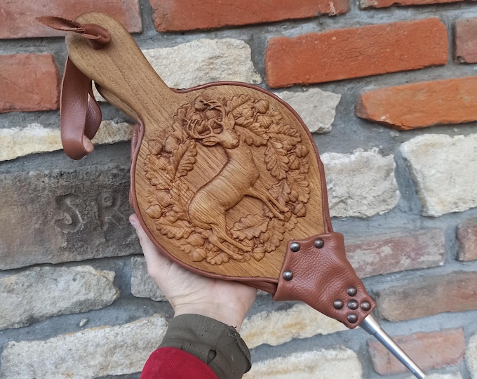 Large Fireplace Bellows - Solid Oak Wood and Leather Bellows - Hand ...