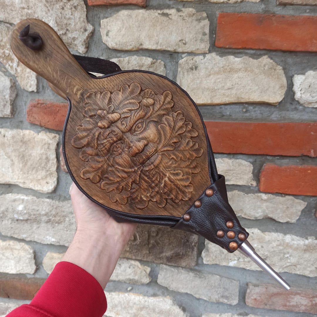 Solid Oak Wood Bellows - Hand Crafted Genuine Leather Hand Bellows ...