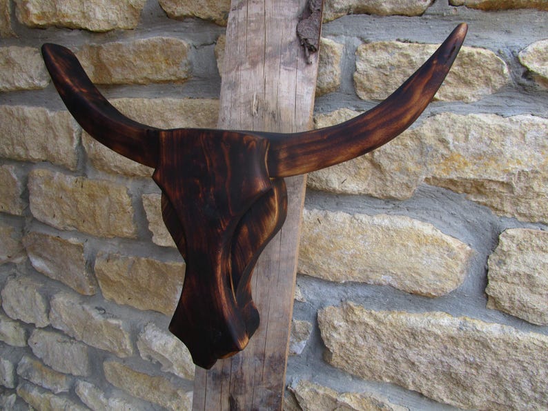 Wood Head,bulls Head Wall Hanging - Etsy
